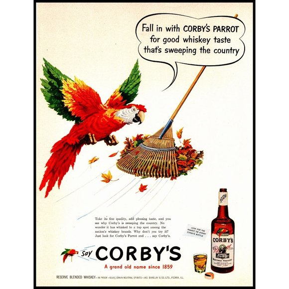 Corby's | Art | 951 Corbys Blended Whiskey Vintage Print Ad Raking ...